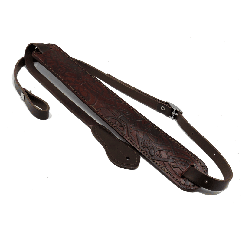 Leathergraft Embossed Brown Mandolin Strap - Zenith Music