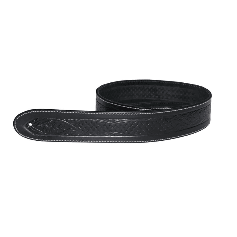 Leathergraft Embossed Texas Guitar Strap, Black - Zenith Music