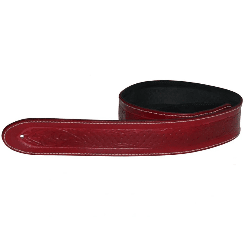 Leathergraft Embossed Texas Guitar Strap, Red - Zenith Music